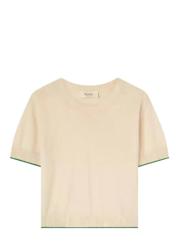 RETORI Stripe-trim Knitted T-shirt - Neutrals