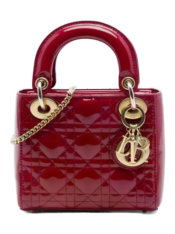 Dior Mini Patent Cannage Lady Satchel - Red
