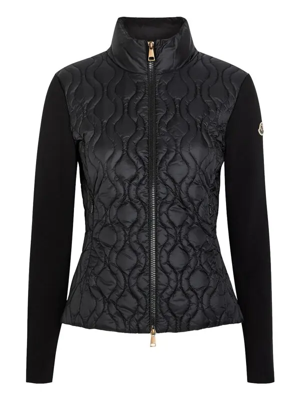 Moncler Quilted Cotton And Nylon Cardigan - Black