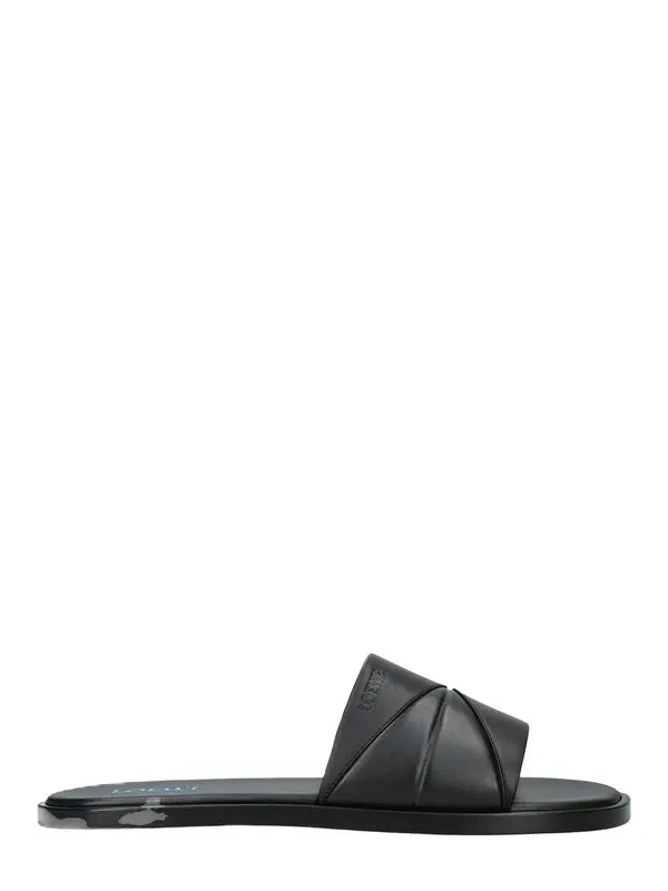 Loewe Leather Origami Slides - Black