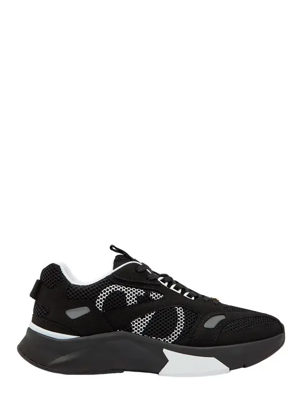 Valentino Garavani Panelled Mesh And Suede Sneakers - Black