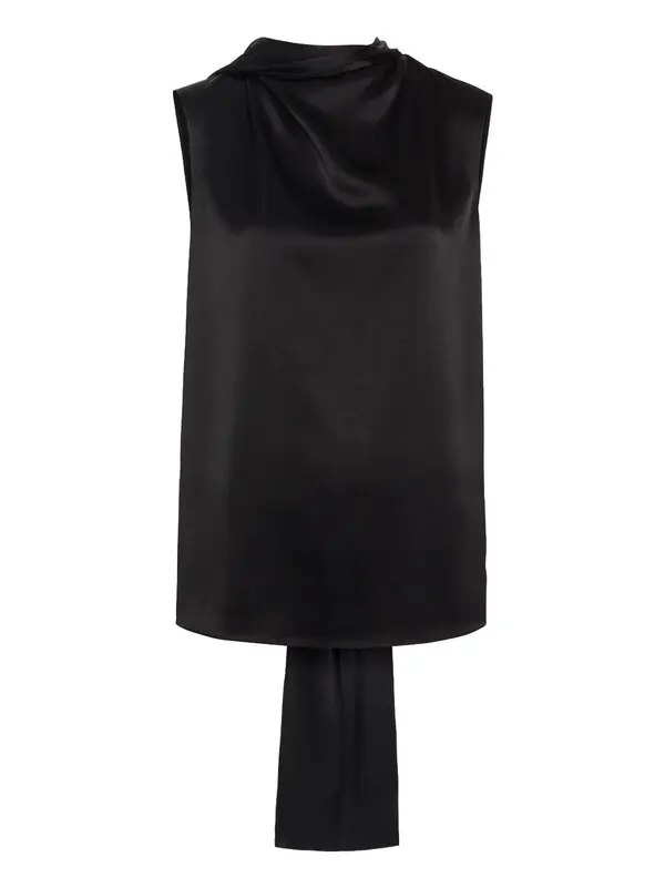 ROKSANDA Vali Scarf-effect Draped Satin Top - Black