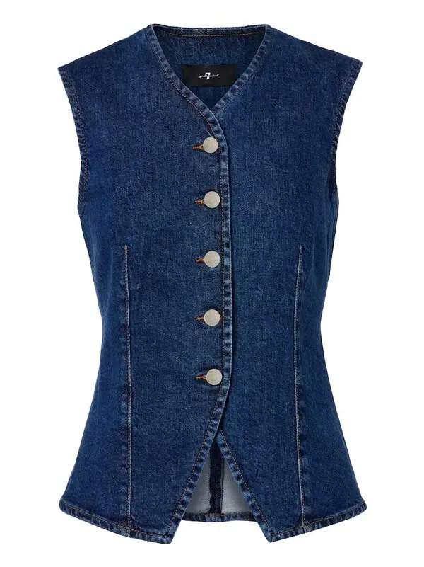 7 For All Mankind Lady Denim Vest - Blue