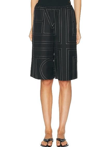 TOTEME Monogram Silk Culotte Short - Black