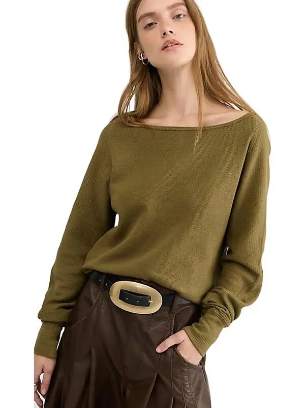 We The Free Long Sleeve Boatneck Top - Beech Leaves