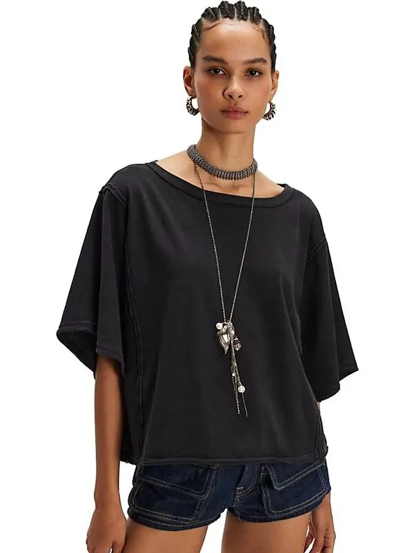 We The Free Batwing Sleeve Cotton Jersey Tee - Black