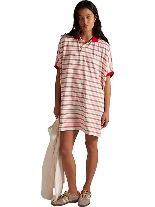 Denimist Striped Polo Maxi Top - Red Stripe