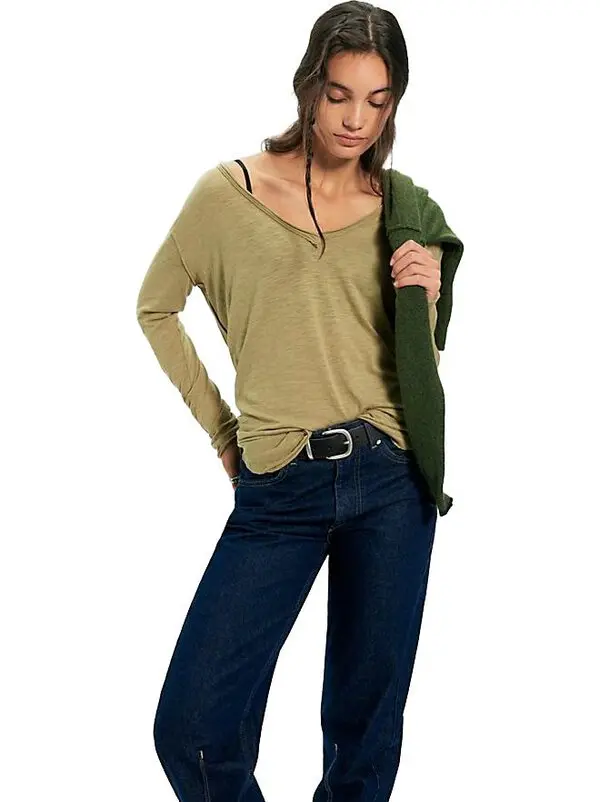 We The Free Long Sleeve V-neck Top - Python