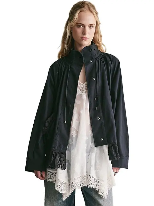 We The Free Outset Utility Jacket With Lace Trim - Black
