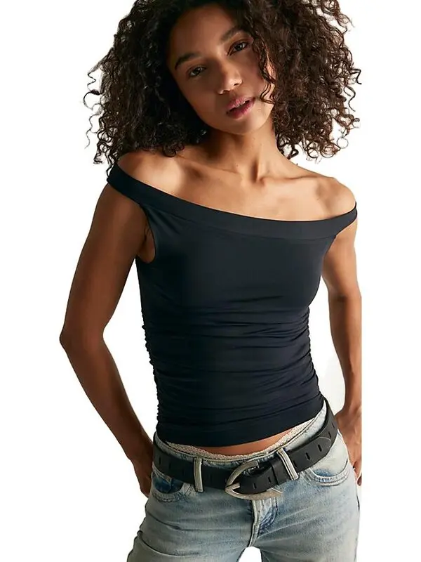 INTIMATELY Asymmetrical Seamless Tank Top - Black