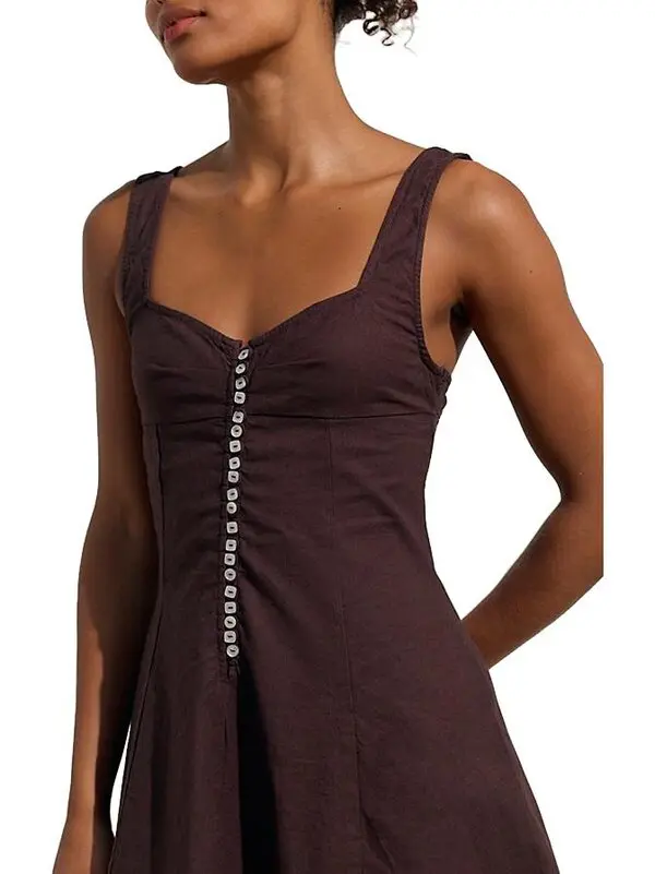 Free People Holland Stretch Linen Midi Dress At - Fudge