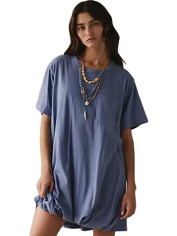 Free People Shorebound Cotton-jersey Mini Dress - Rainfall