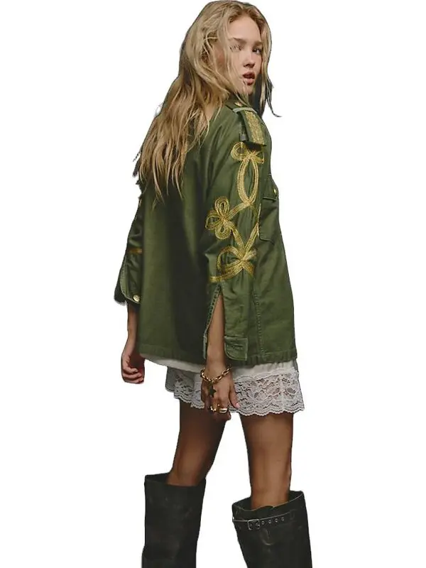 TRICIA FIX Embroidered Military Jacket - Army