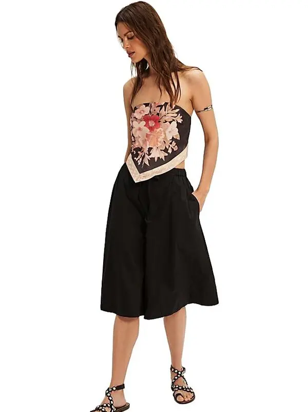 Free People Menorca Slouchy Culotte Capris - Black