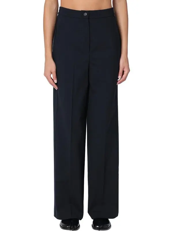 DEPARTMENT 5 Navy Wool-blend Wide Leg Trousers - Blue