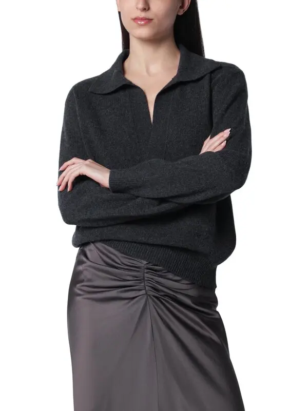 Victoria Beckham Genevieve Cashmere Blend Polo Sweater - Brown