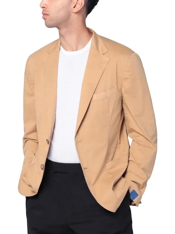 SANTANIELLO Walnut-coloured Single-breasted Jacket In Cotton - Beige