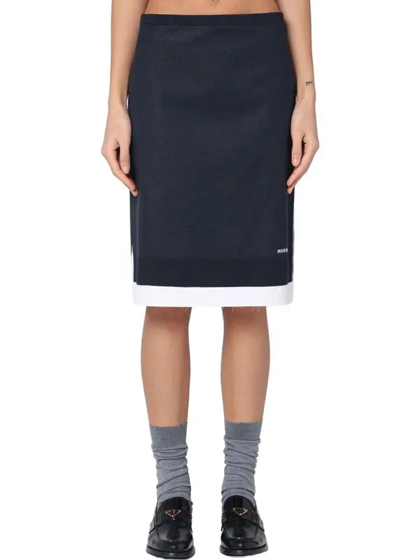 Miu Miu Layered Skirt With Contrasting Logo - Blue