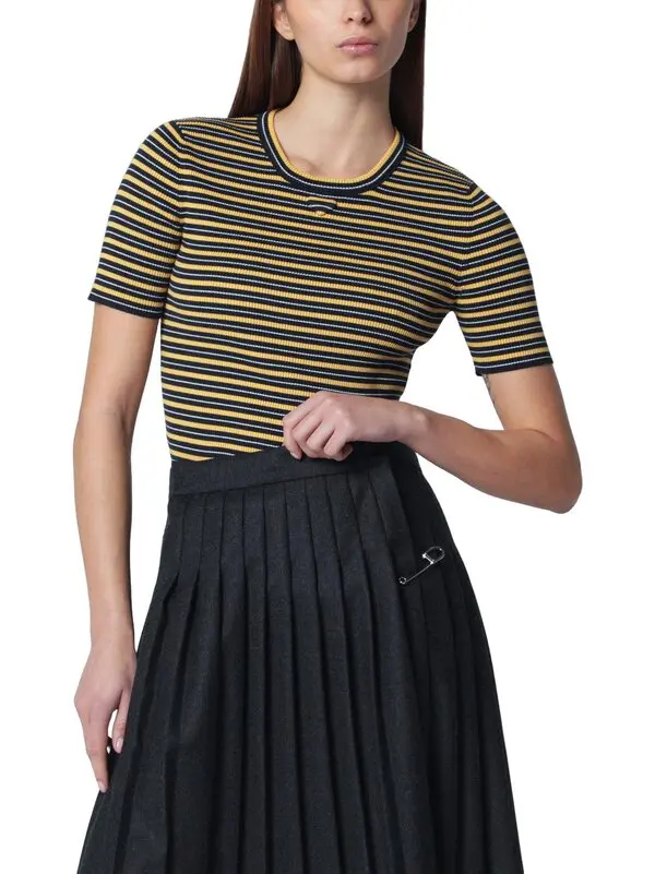 Prada Striped Stretch Cotton T-shirt - Blue
