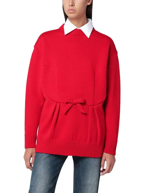 Prada Wool Sweater With Bow Detail - Red