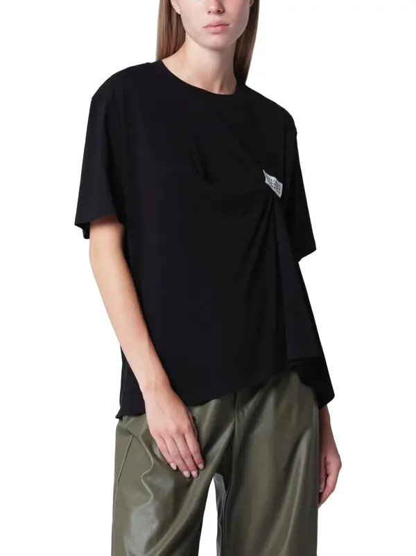 MAISON MARGIELA Draped T-shirt With Logo Patch - Black