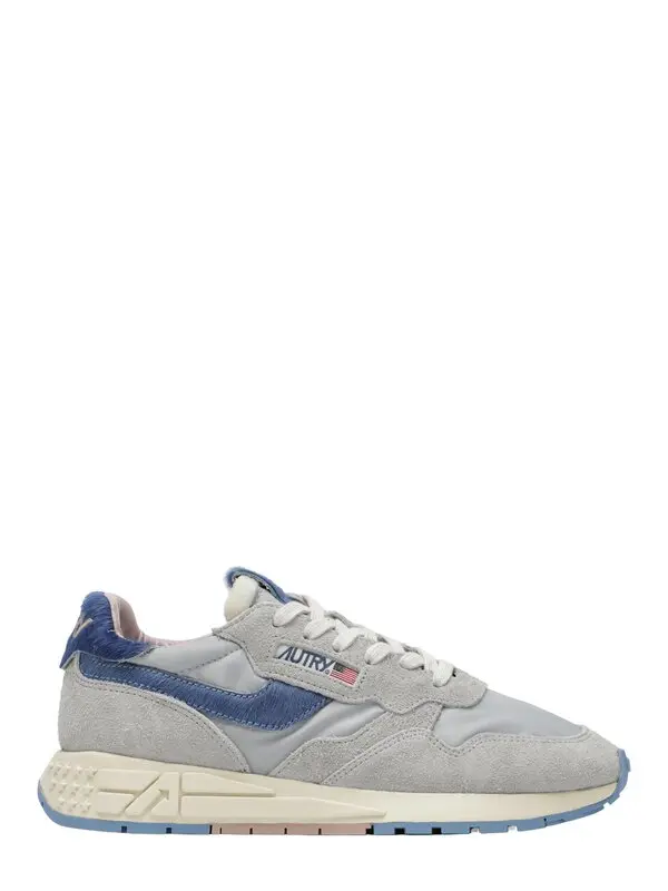 AUTRY Reelwind Low Grey Sneakers With Light Blue Pony Hair Insert - Multicolor