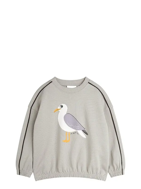 MINI RODINI Gray Sweatshirt With Seagull Print - Grey