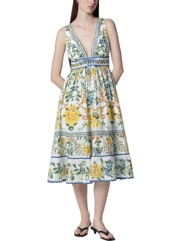 Farm Rio Emily Floral Tapestry Midi Dress - Multicolor