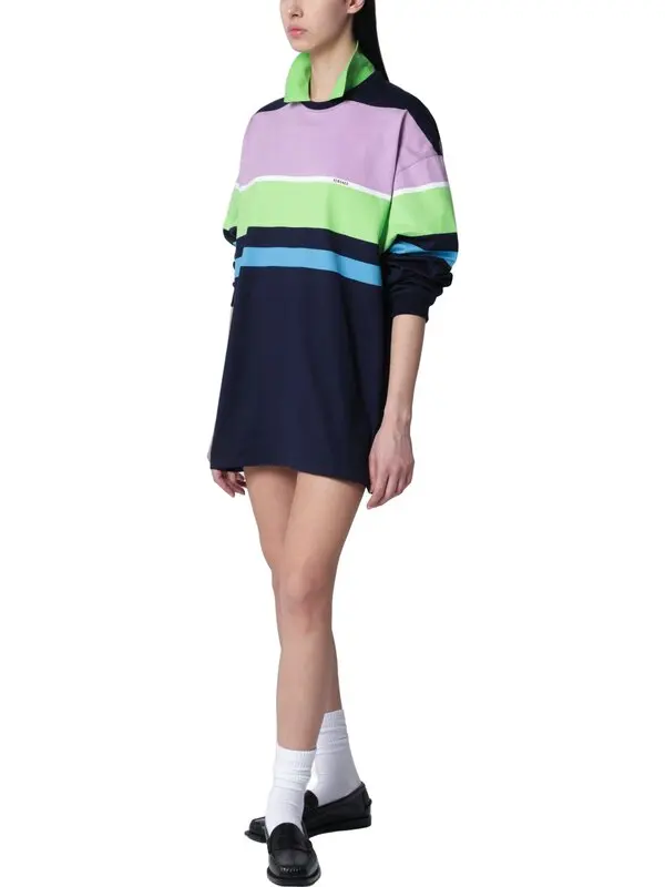 Versace Color-block Striped Long-sleeve Cotton Mini Dress - Multicolor