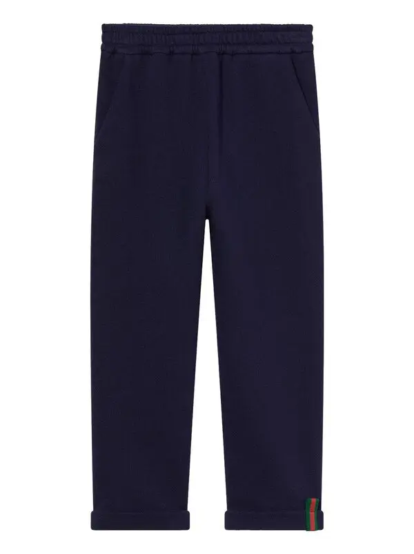 Gucci Brushed Cotton Jersey Pants With Web Detail - Blue