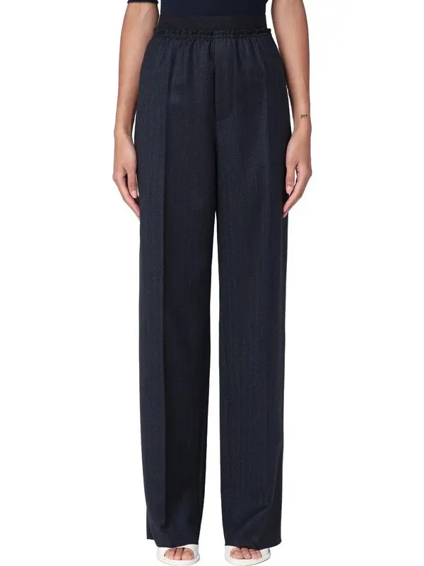 Bottega Veneta Wide Leg Wool Trousers - Black