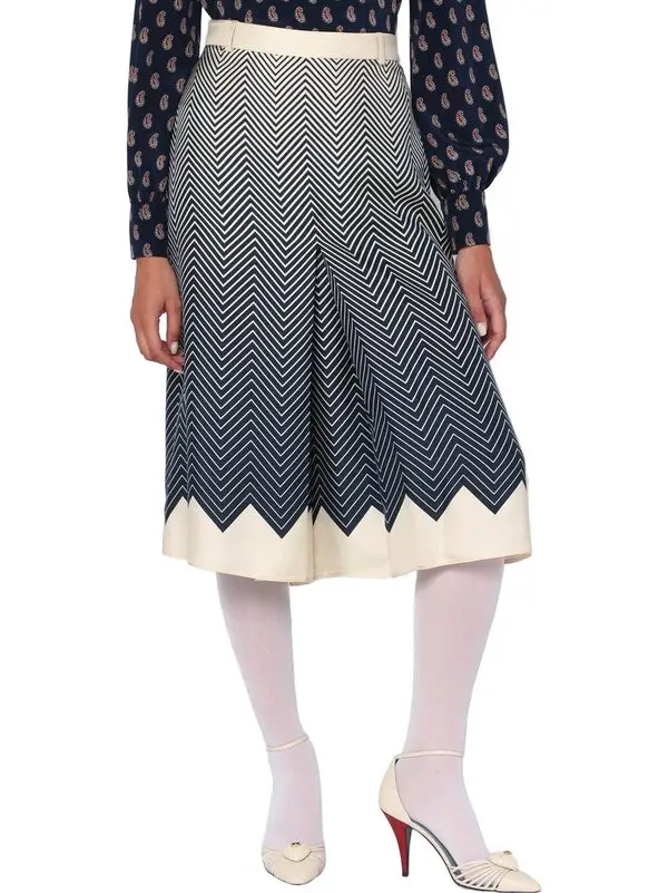 Valentino Garavani Silk Chevron Pattern Skirt - Blue