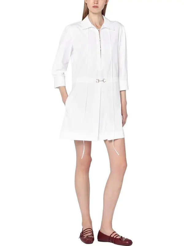 Gucci Shirtdress In Heavy Cotton Poplin With Clasp Detail - White