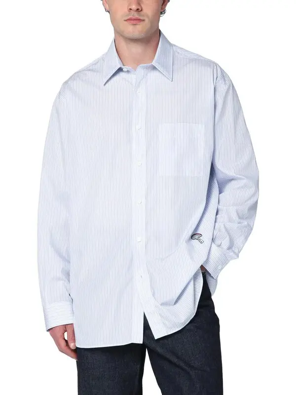 Bottega Veneta Striped Cotton Poplin Shirt - Blue
