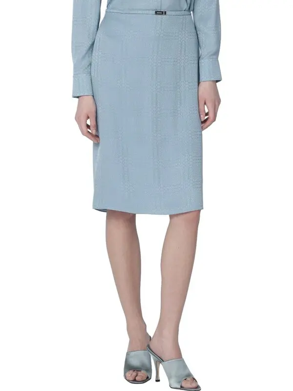 Gucci Gg Jacquard Silk Skirt - Light Blue