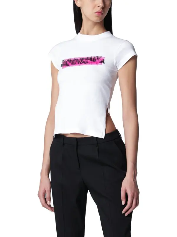 Balenciaga Messy Spray Cotton T-shirt - White