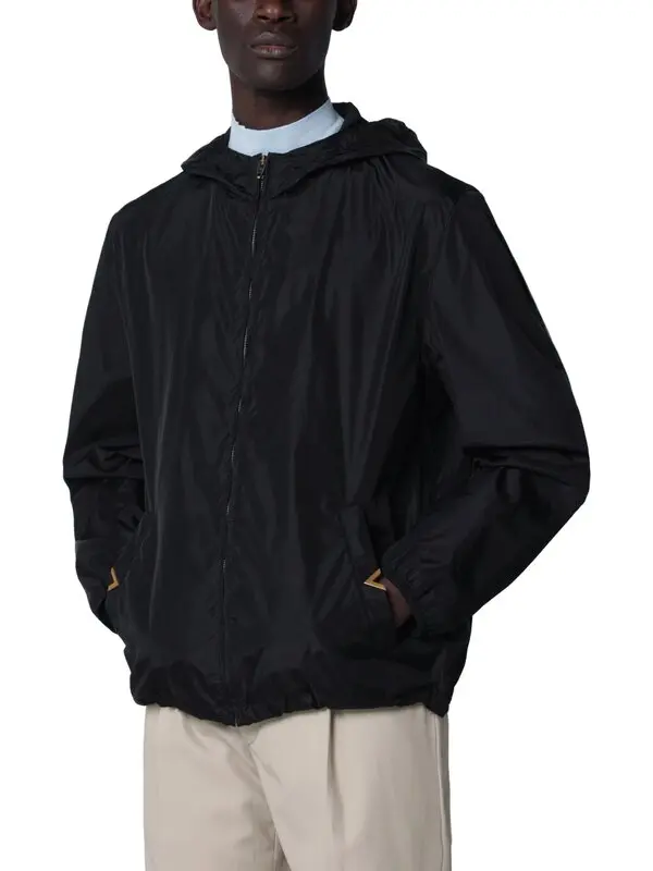 Valentino Garavani Hooded Windbreaker With Vlogo Detail - Black