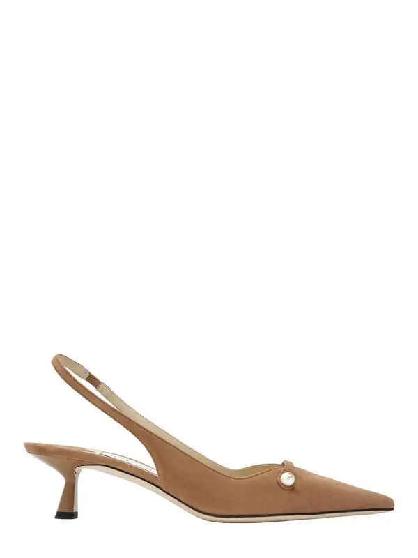 JIMMY CHOO Amita 45 Suede Slingbacks - Brown