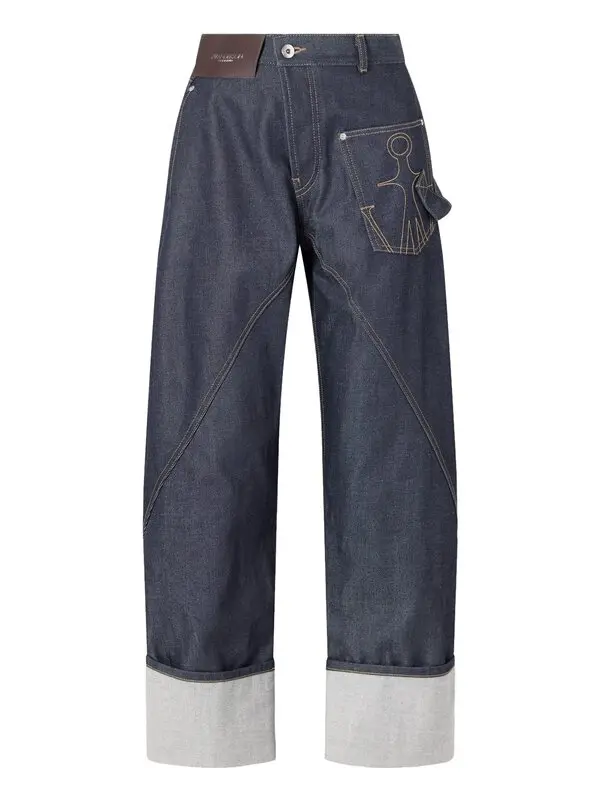 JW Anderson High-rise Embroidered Wide-leg Jeans - Blue