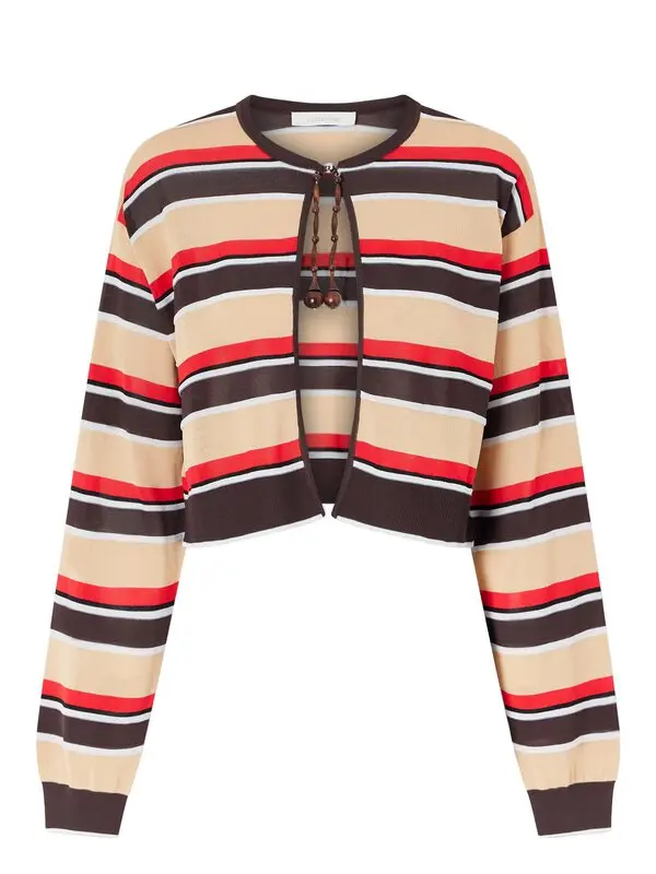 Rabanne Bead-embellished Striped Knitted Cardigan - Multi