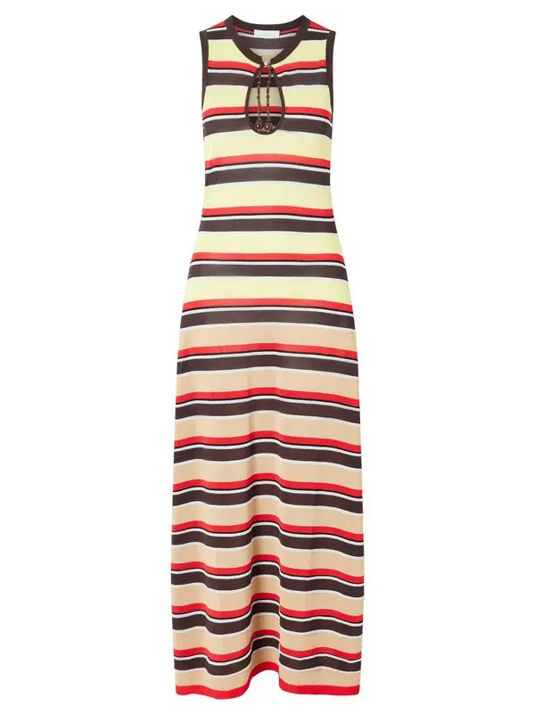 Rabanne Bead-embellished Striped Knitted Maxi Dress - Multi