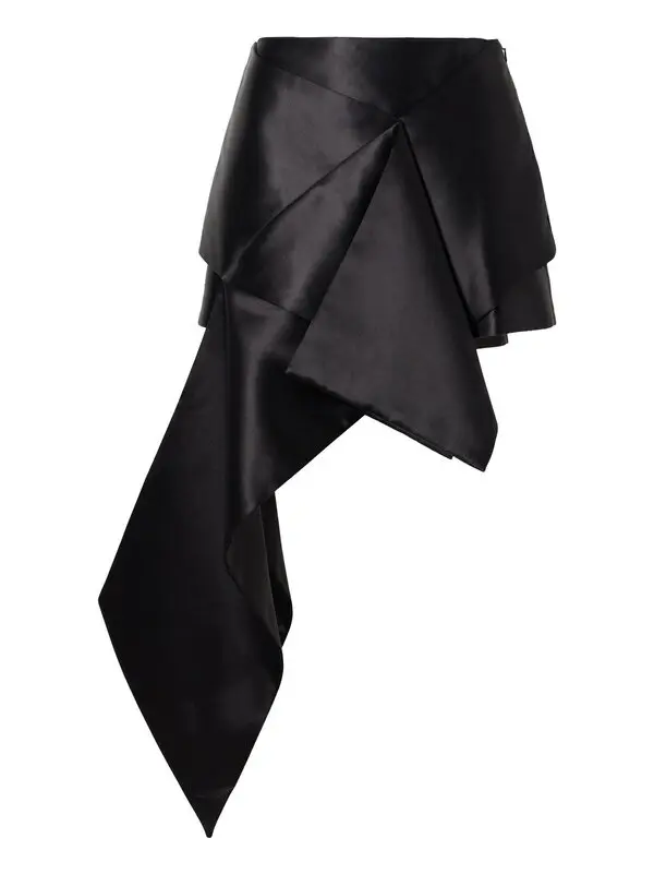 JW Anderson Cross Draped Cotton And Silk-blend Satin Mini Skirt - Black