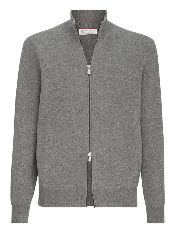 Brunello Cucinelli Cashmere Two-way Zip Cardigan - Grey
