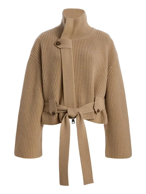 Brandon Maxwell The Neal Belted Recycled-cashmere Blend Sweater - Neutral