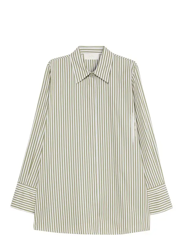 Marina Rinaldi Striped Cotton Shirt - Brown