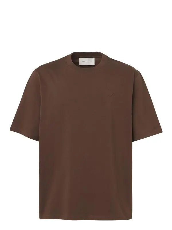 AMI Paris Cotton Jersey T-shirt - Brown