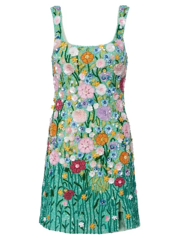 LA FUORI Embellished Floral-applique Mini Dress - Multicoloured