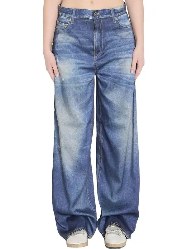 GOLDEN GOOSE Boyfriend Wide Leg Jeans - Blue
