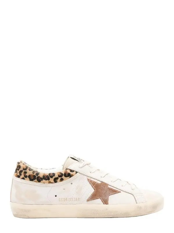 GOLDEN GOOSE Super-star Leather Sneakers With Leopard Print Detail - Multi