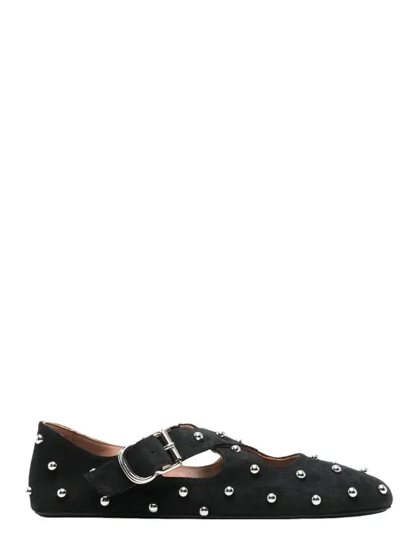 Alaïa Suede Studded Ballet Flats - Black